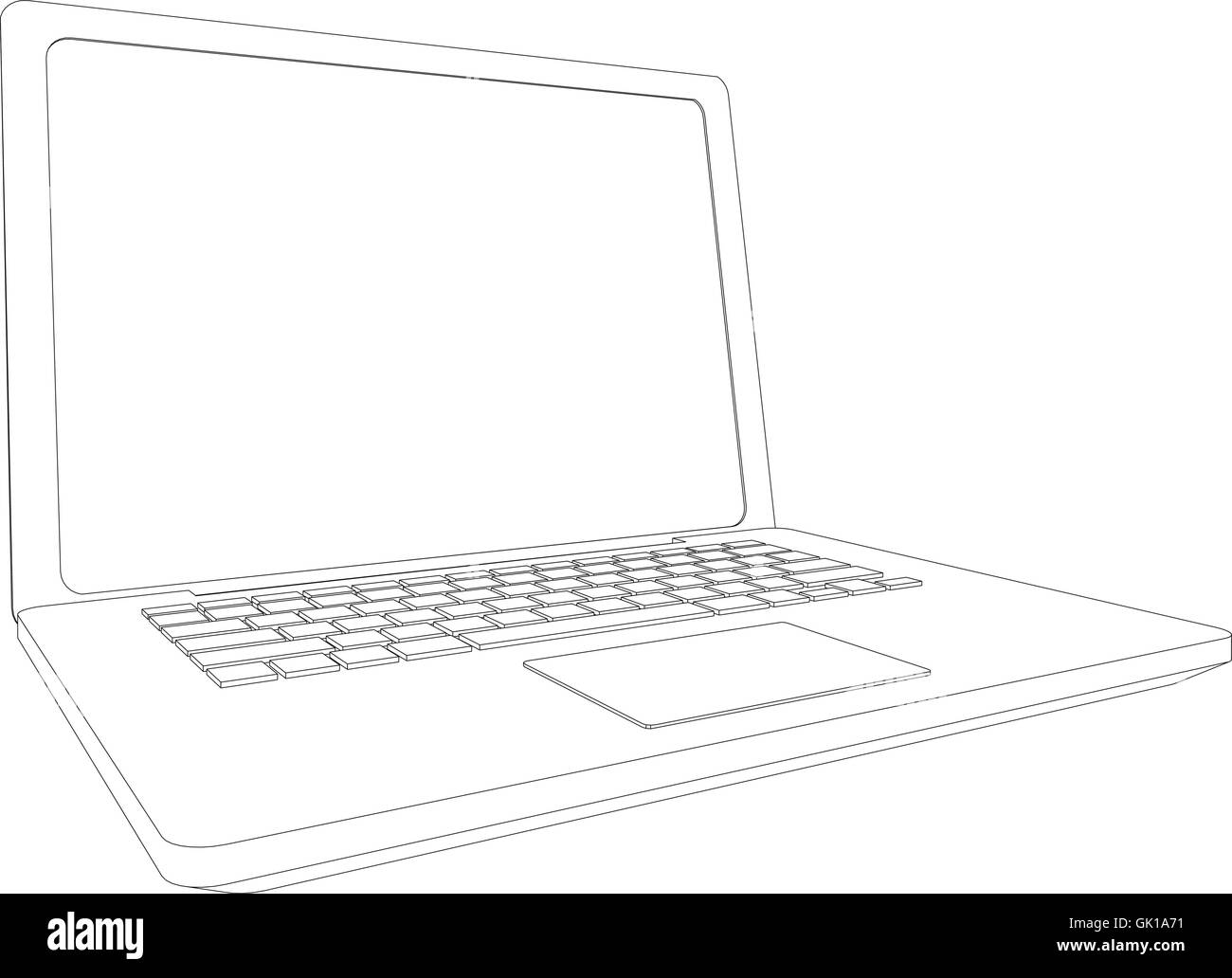 Wire-frame open laptop. Perspective view. Vector illustration Stock ...