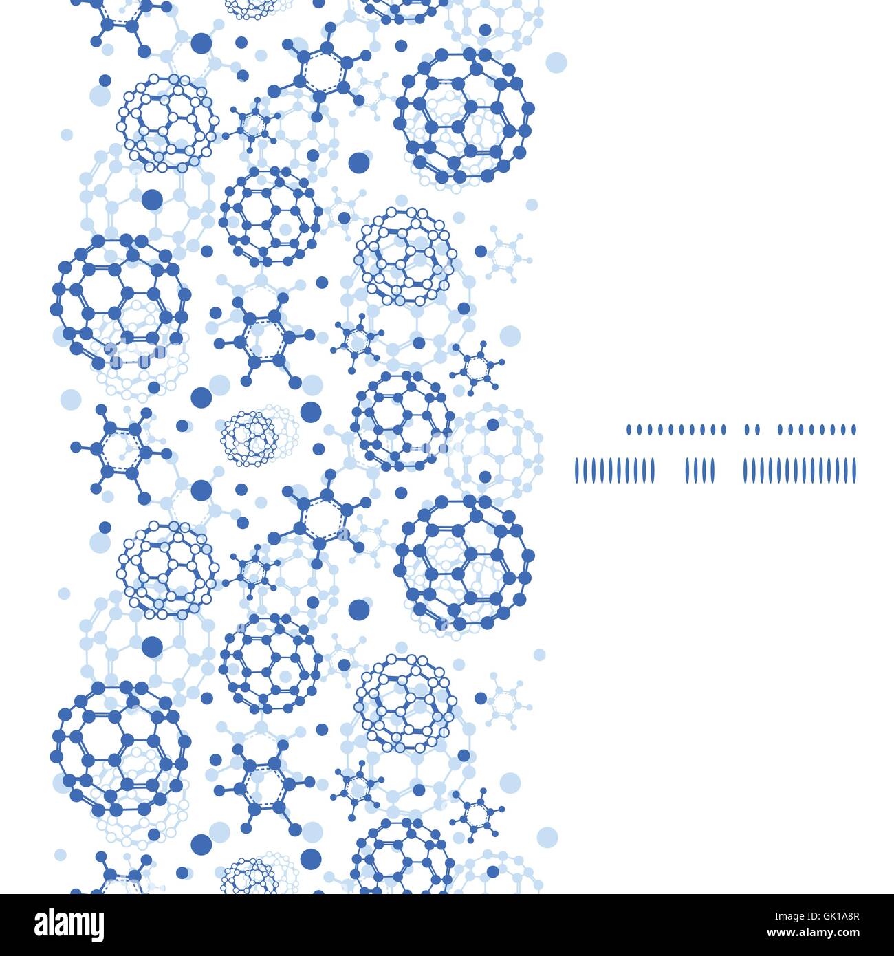 Vector blue molecules texture vertical frame seamless pattern ...