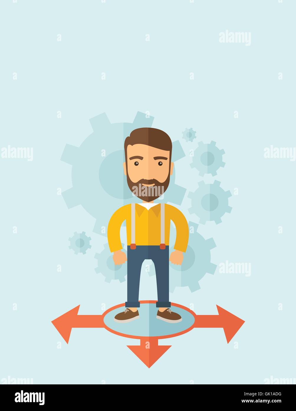 Young man standing in circle with 3 arrows on the ground Stock Vector ...