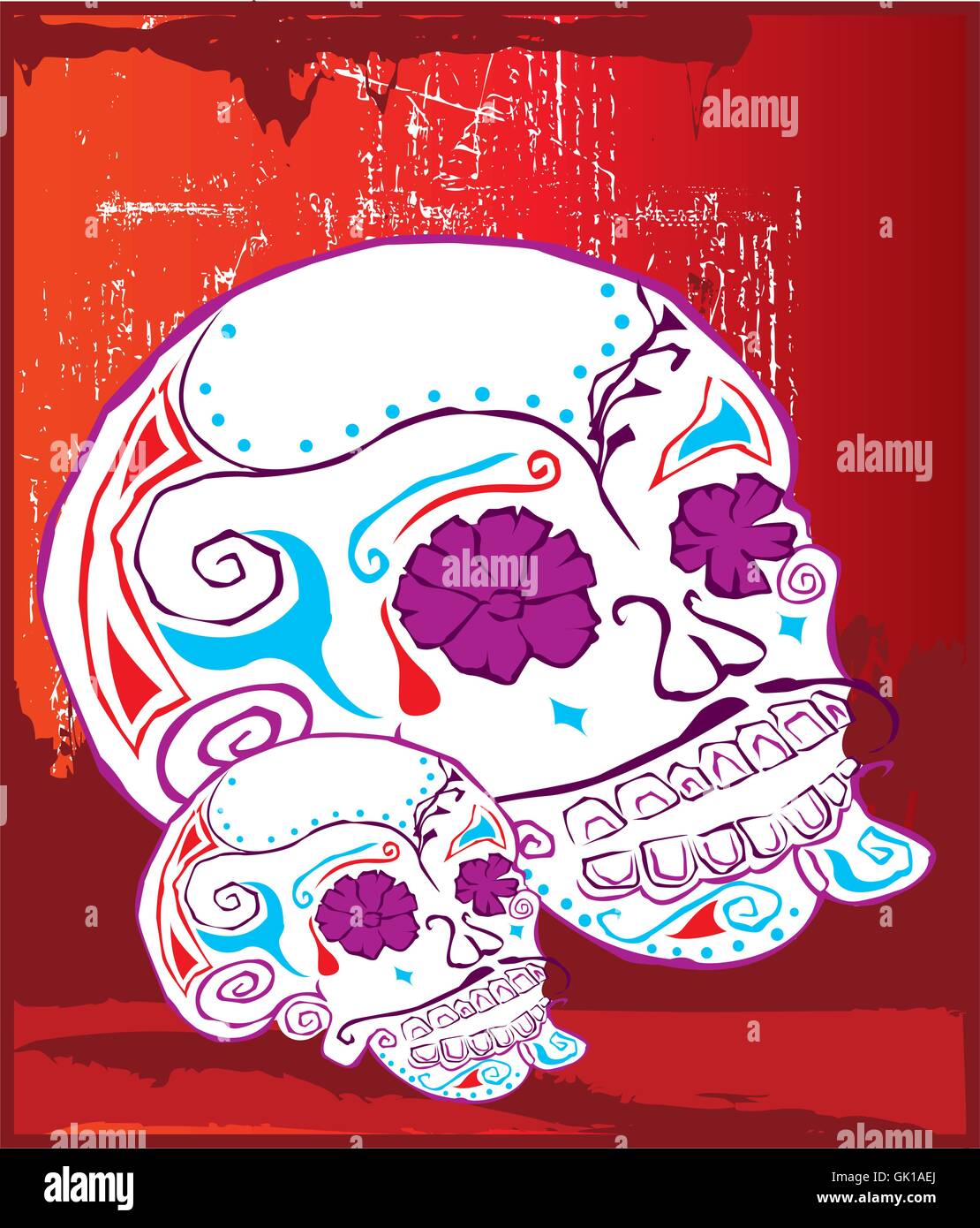 Day dead colorful skull Stock Vector Images - Alamy