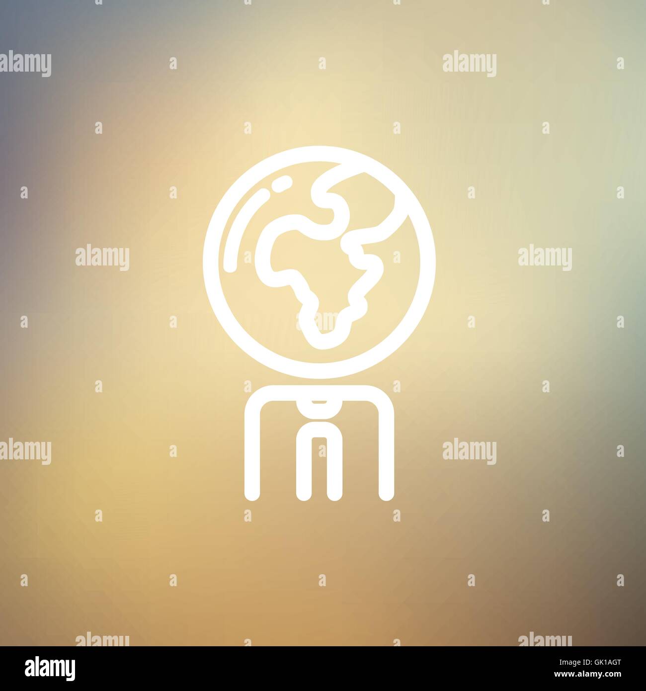 Human with globe head thin line icon Stock Vector Image & Art - Alamy