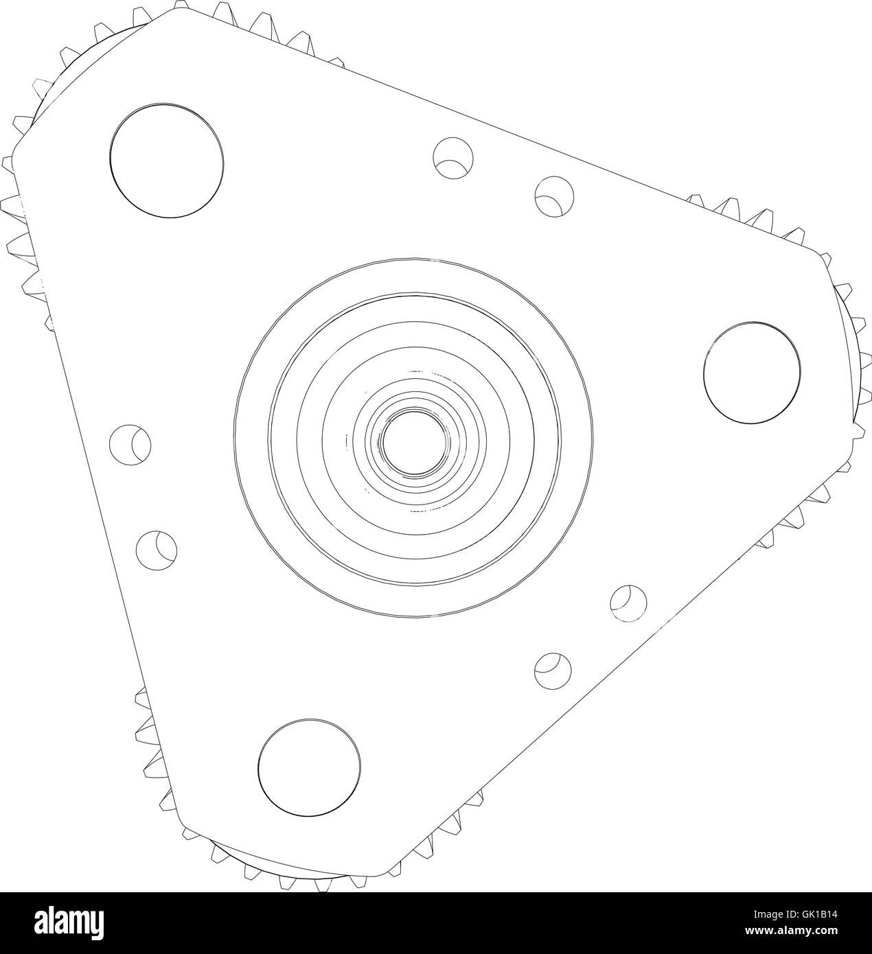 Sketch of wire-frame gears. Front view. Vector illustration Stock ...