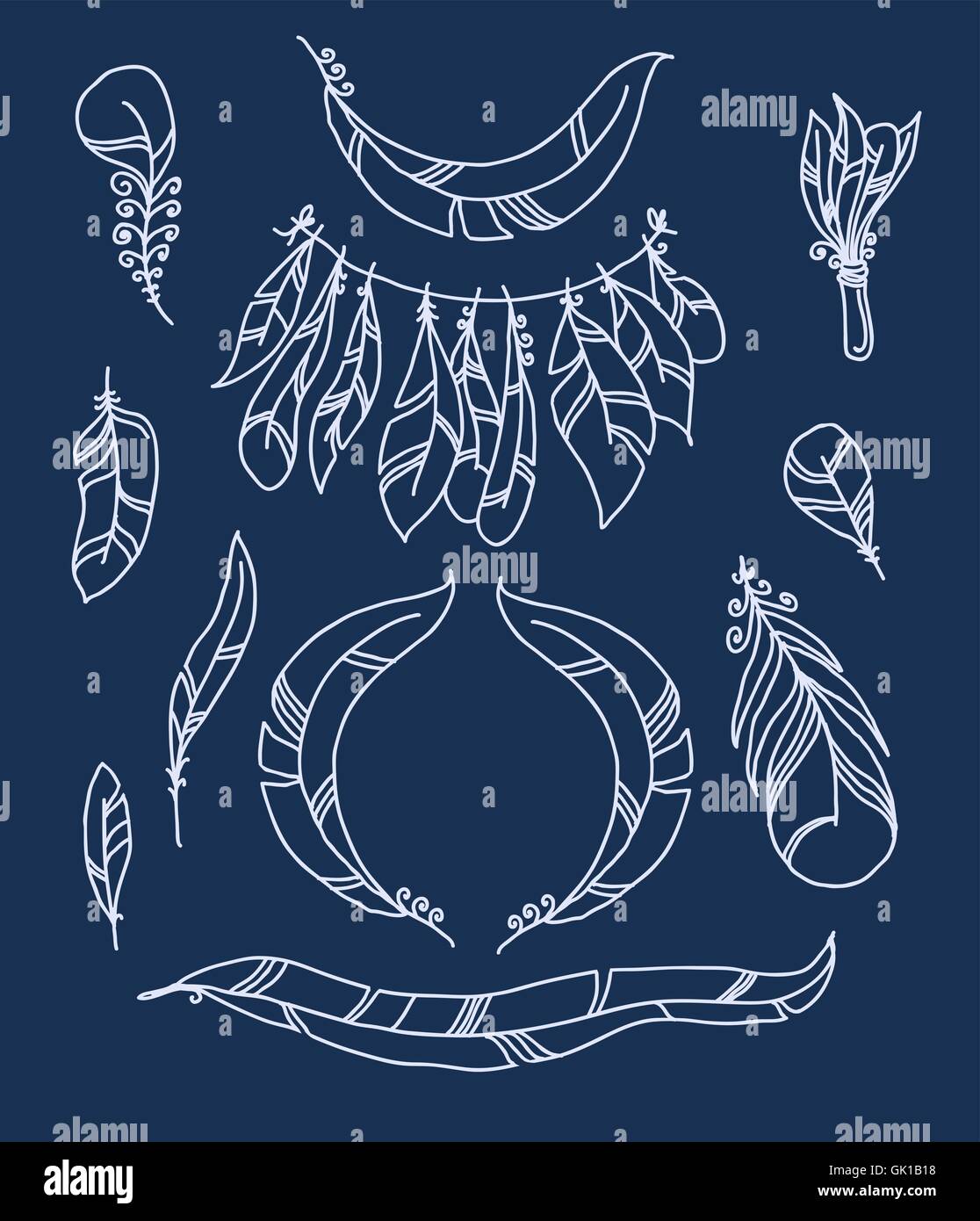 Vector Set of Sketch Plumage Stock Vector Image & Art - Alamy