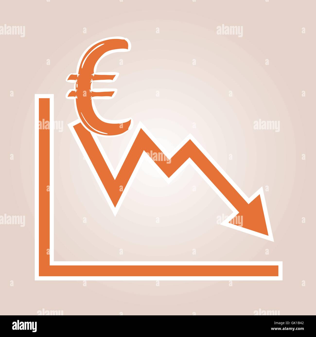 decreasing graph with euro symbol Stock Vector Image & Art - Alamy