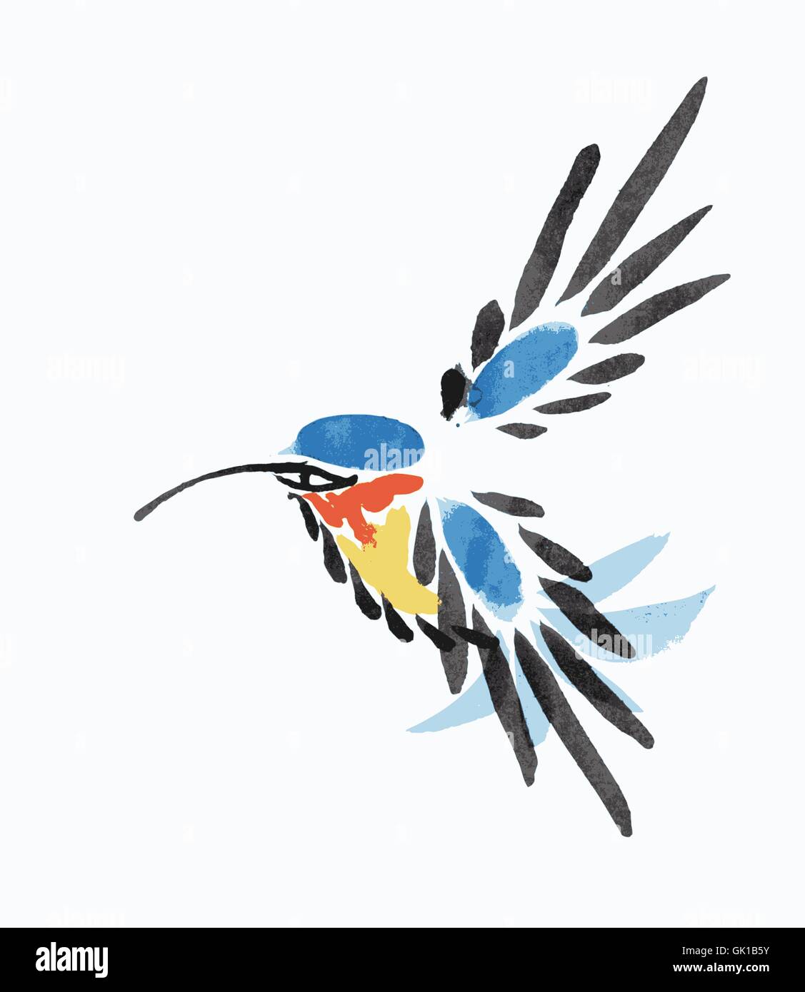 Watercolor blue hummingbird in flight Stock Vector Image & Art - Alamy