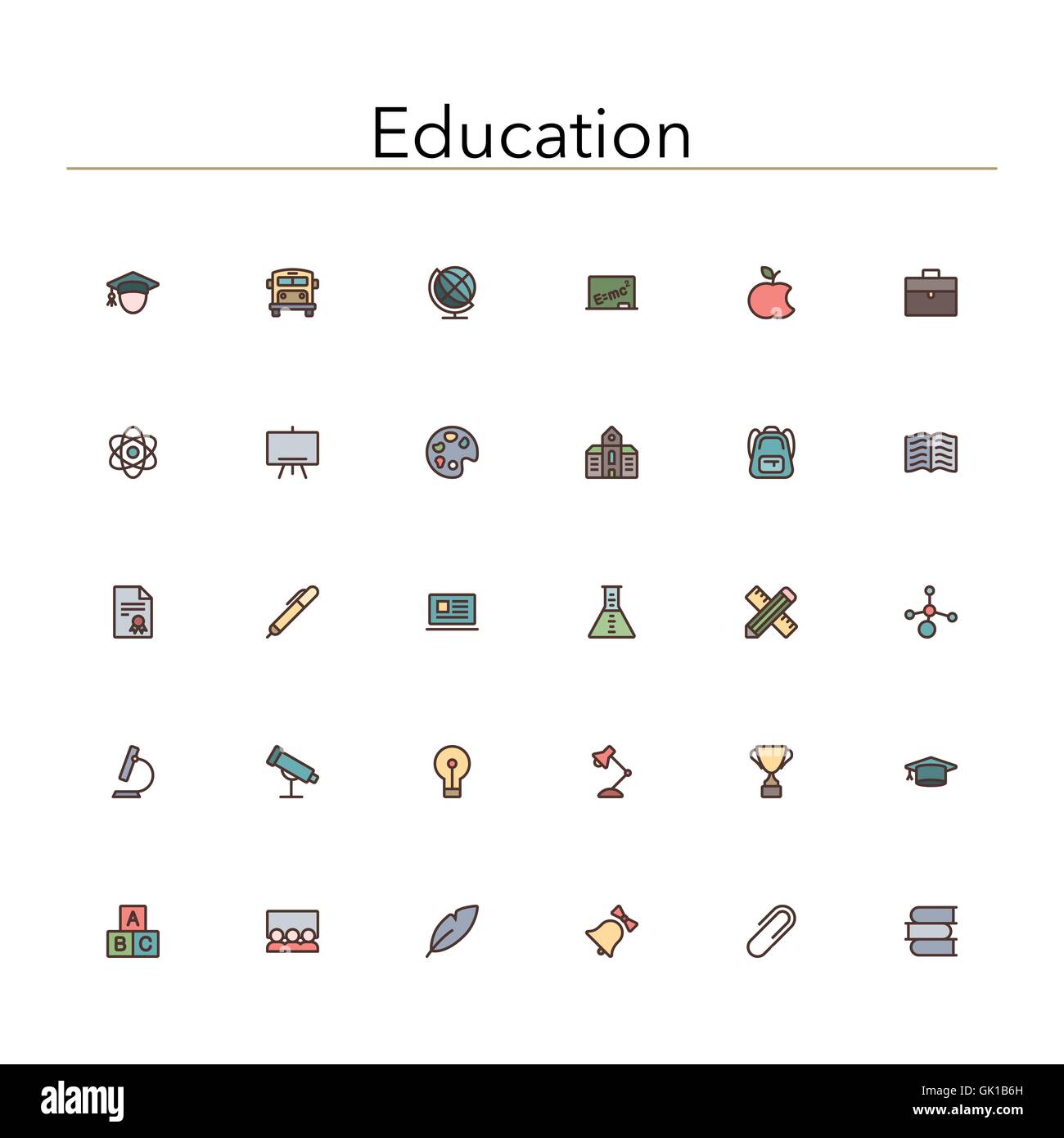 Education Colored Line Icons Stock Vector Image & Art - Alamy