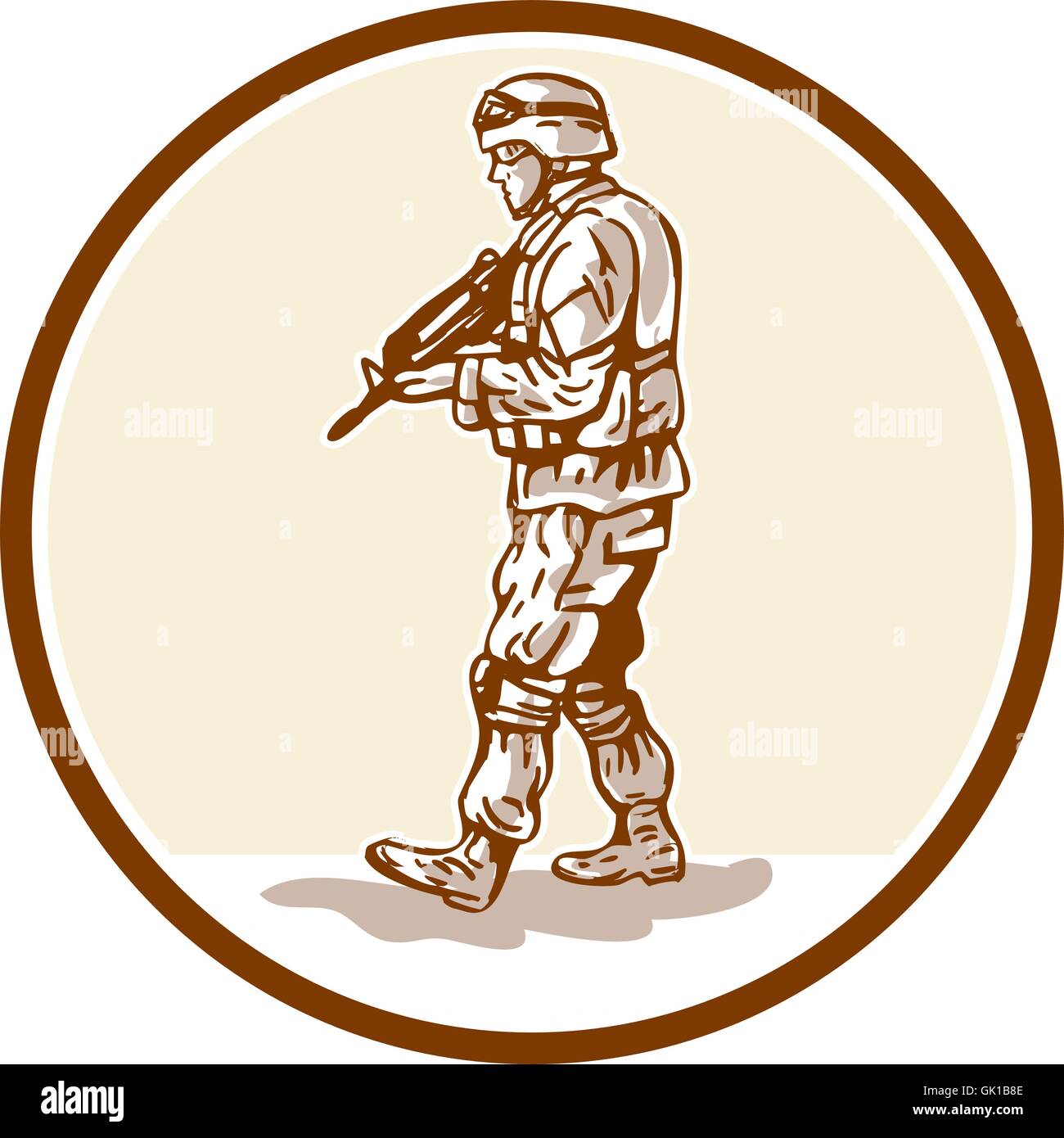 Soldier walking side american Stock Vector Images - Alamy