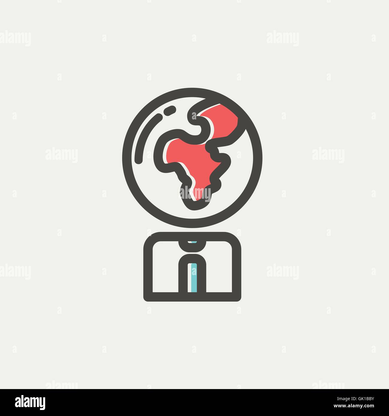 Human with globe head thin line icon Stock Vector Image & Art - Alamy