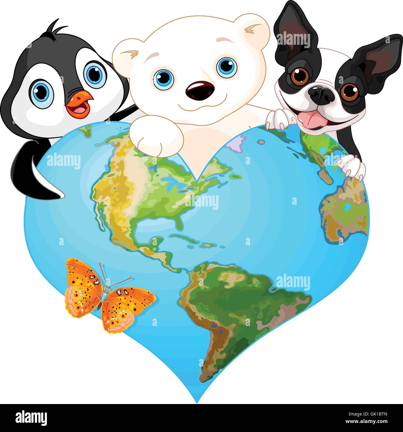 Earth heart with animals Stock Vector Image & Art - Alamy