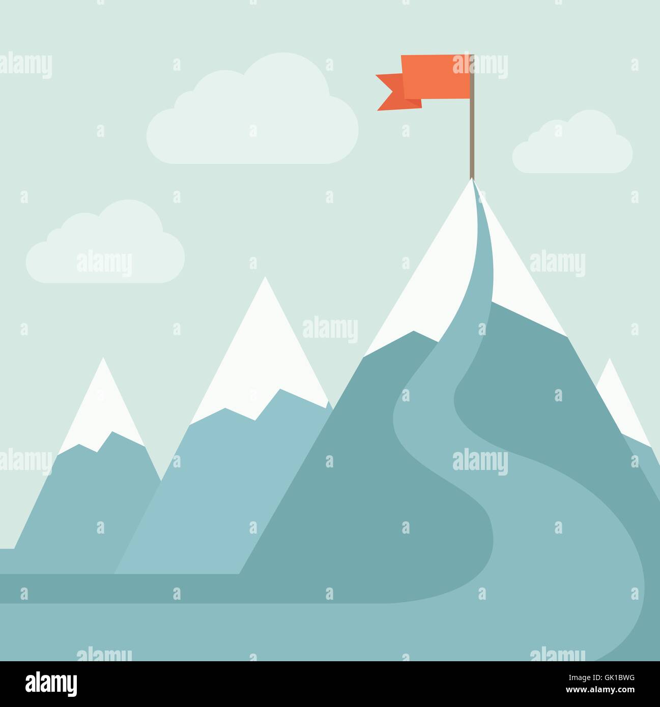 Mountain with red flag Stock Vector Image & Art - Alamy