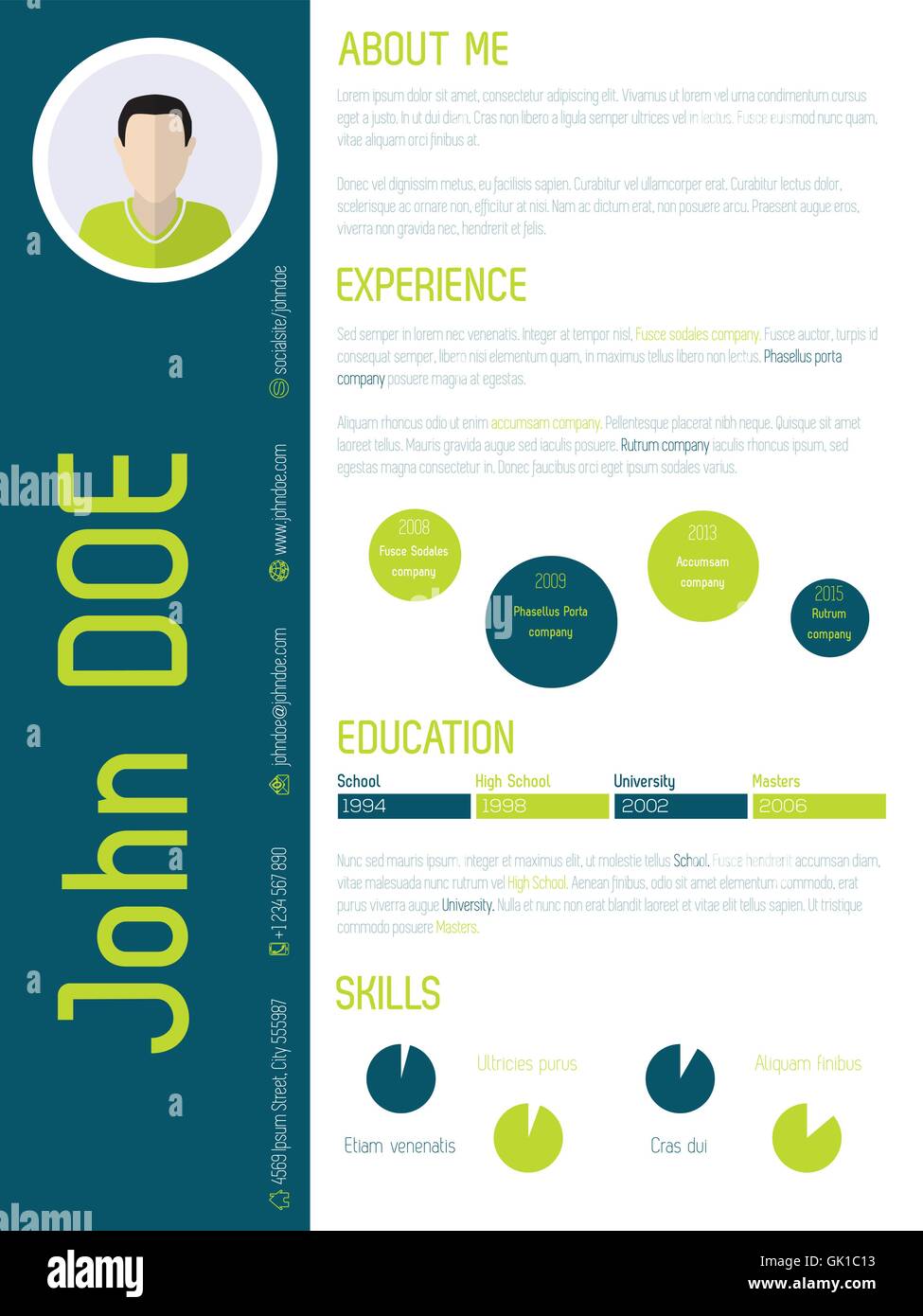 Modern resume cv with cool colors Stock Vector Image & Art - Alamy