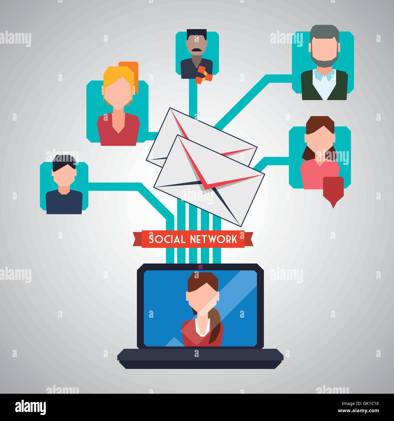 Social network design. Social media icon. Isolated illustration Stock ...