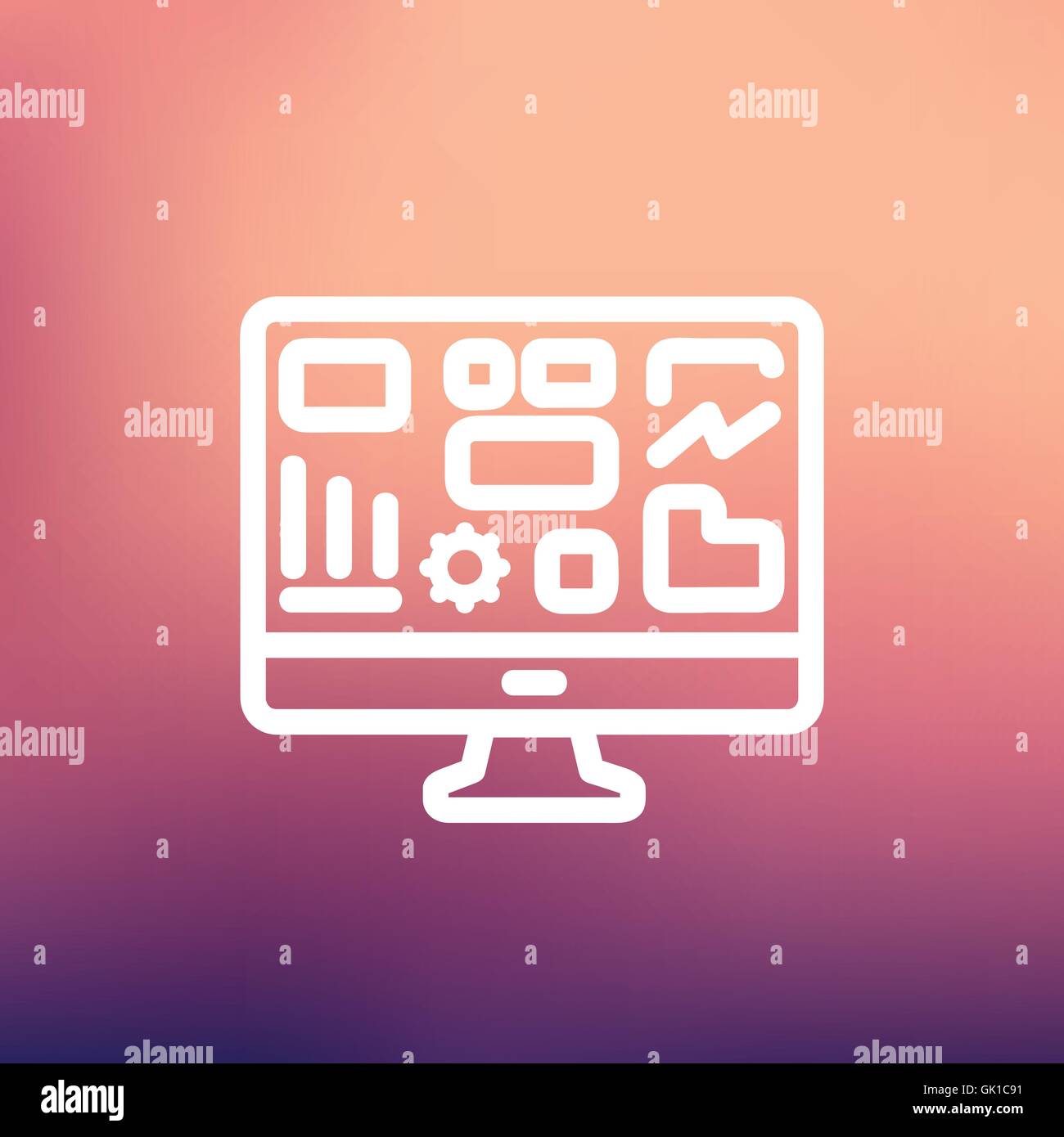 Monitor with business graph thin line icon Stock Vector Image & Art - Alamy