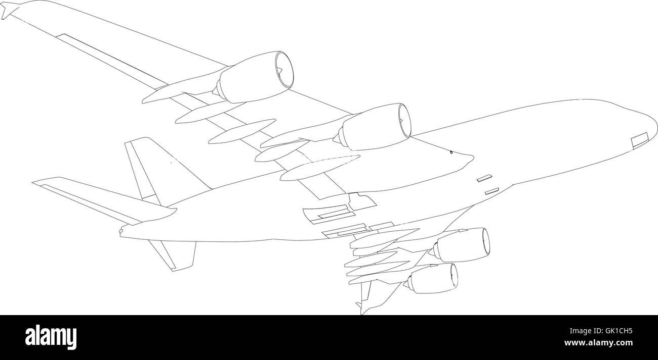 Sketch of airplane. Bottom view. Vector Illustration Stock Vector Image ...