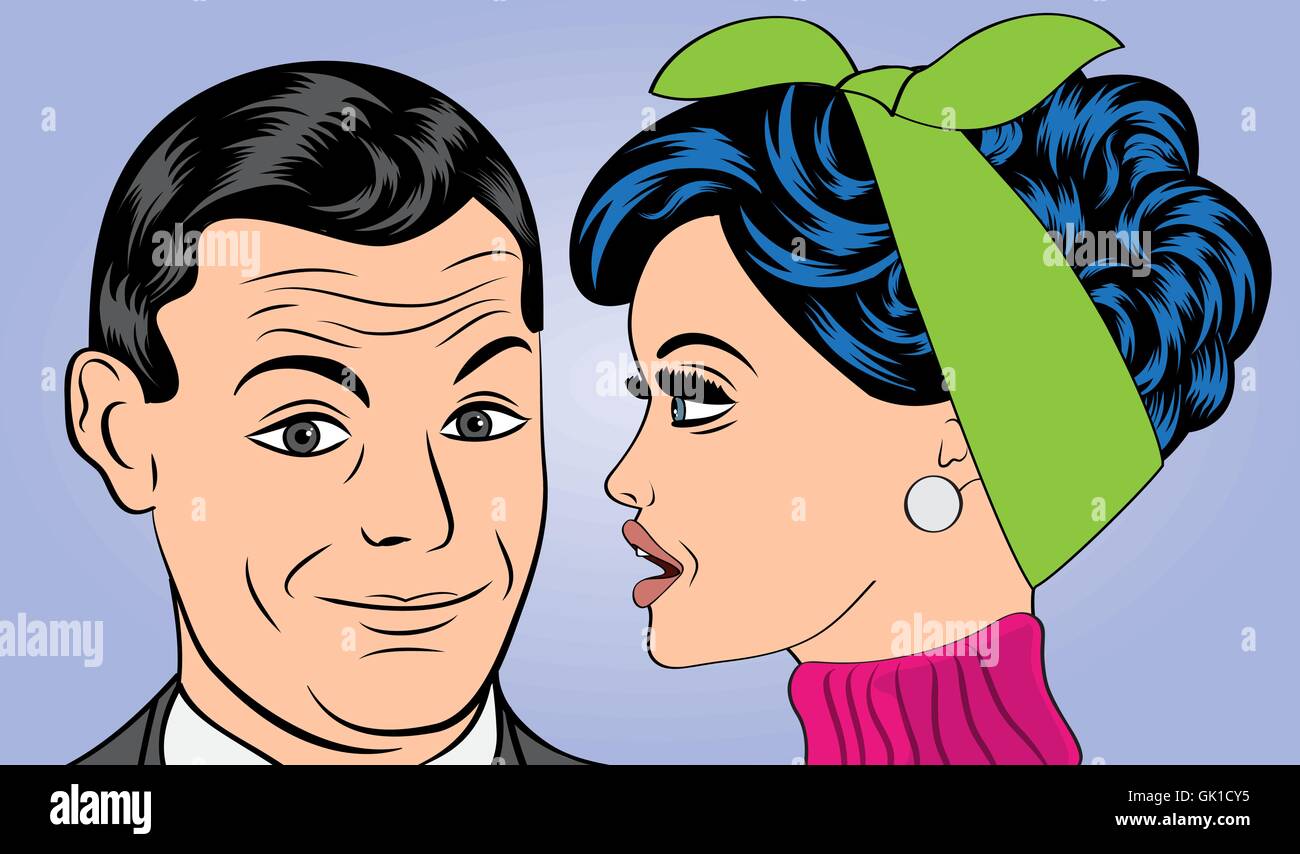 Pop Art Cute Retro Couple In Comics Style Stock Vector Image And Art Alamy