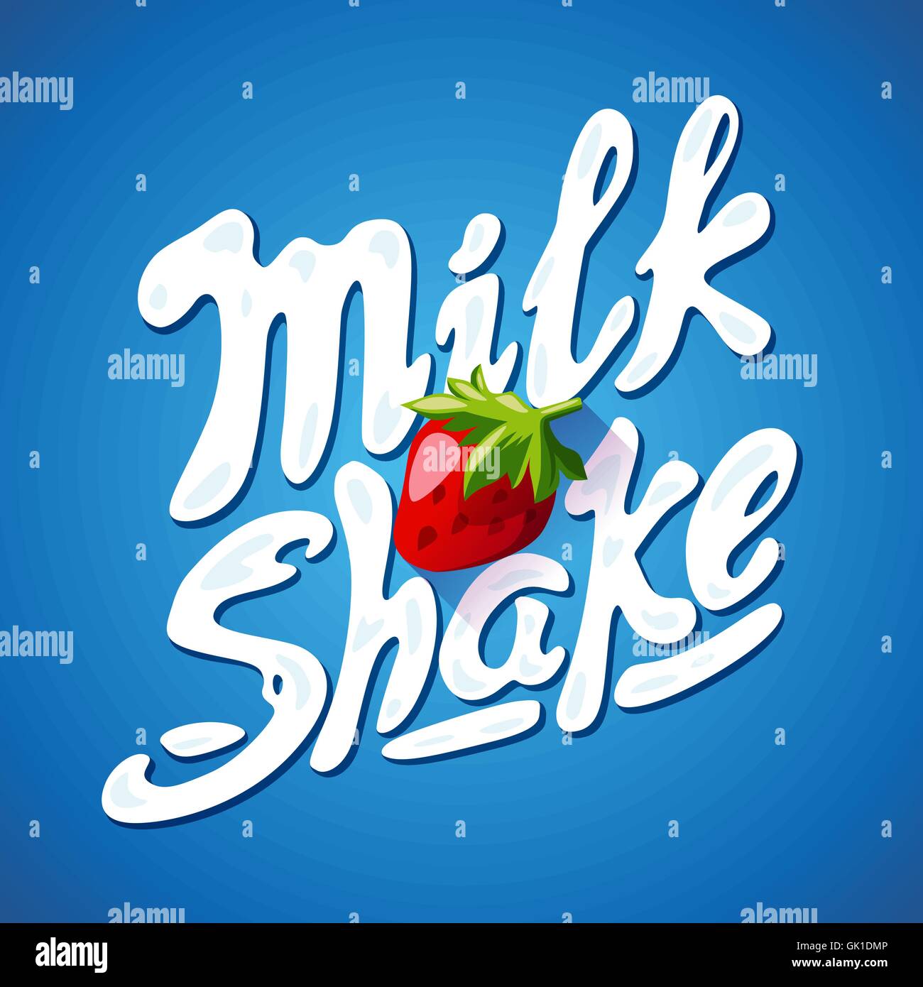 lettering milkshake sign with Strawberry - label for packing Stock ...
