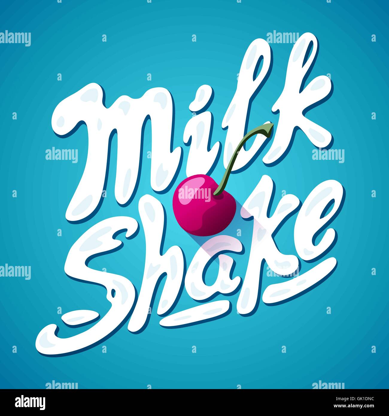 lettering milkshake sign with cherry - label for packing Stock Vector ...