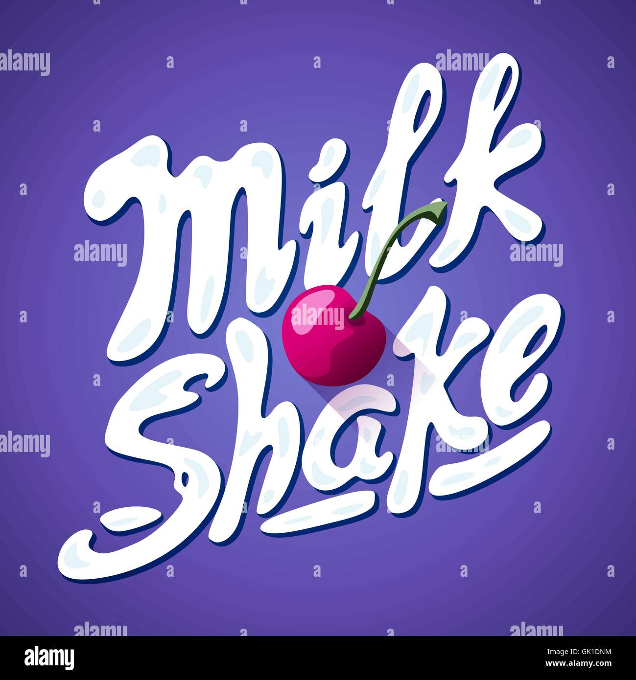 lettering milkshake sign with cherry - label for packing Stock Vector ...