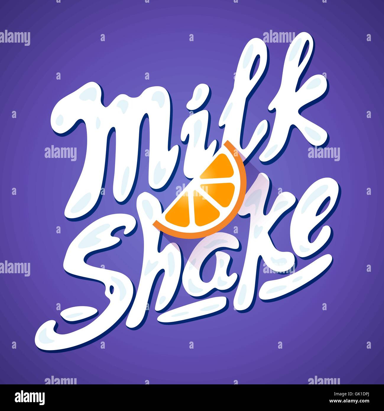 lettering milkshake sign with orange - label for packing Stock Vector ...