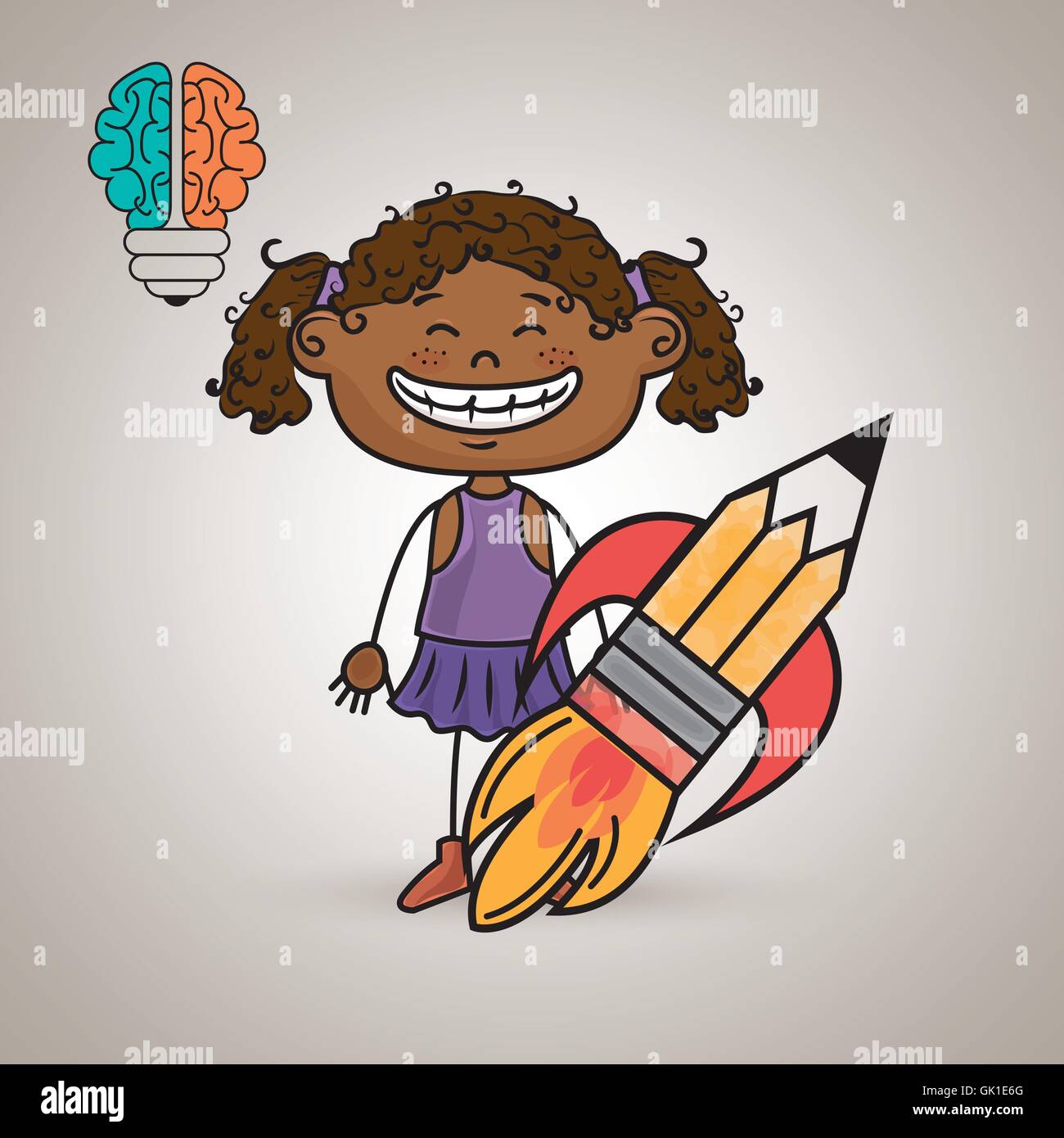 girl idea brain Stock Vector Image & Art - Alamy