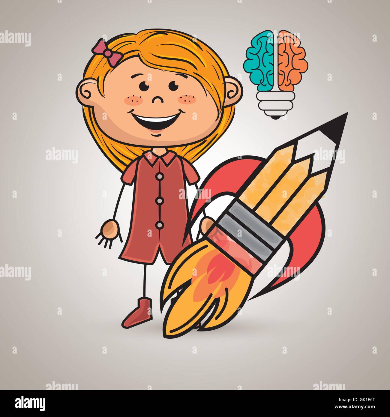 girl idea brain Stock Vector Image & Art - Alamy