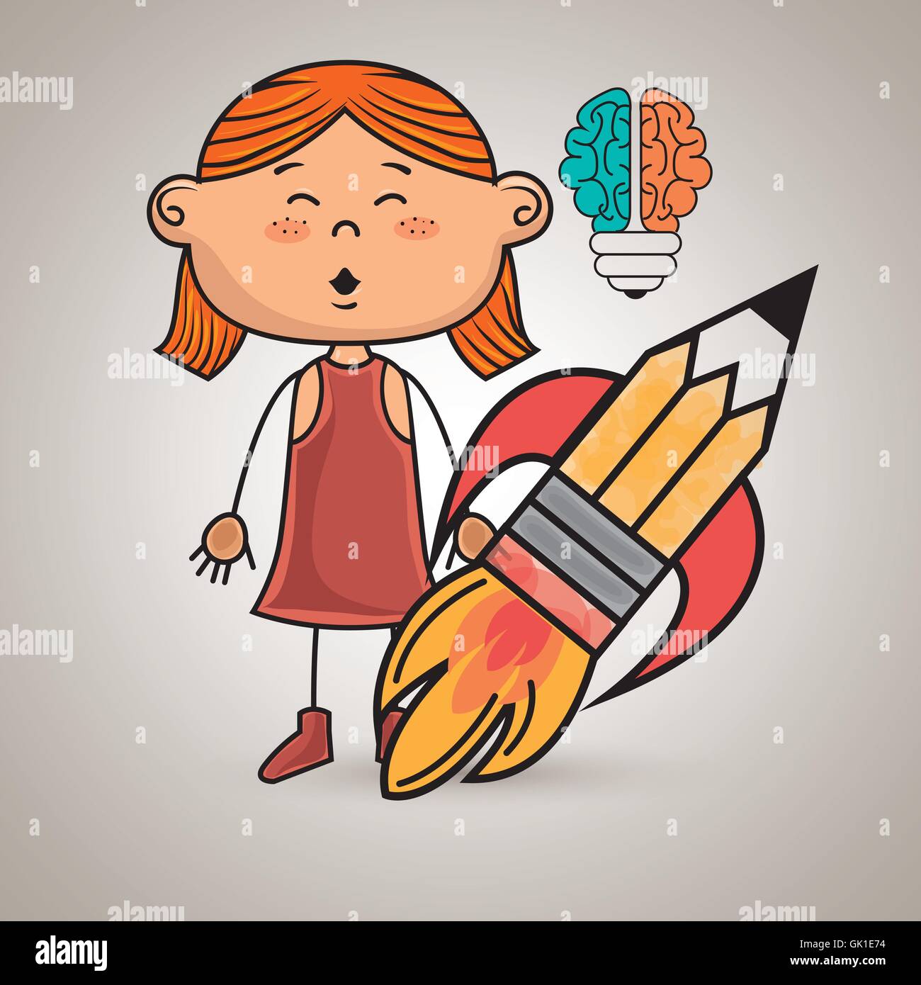 girl idea brain Stock Vector Image & Art - Alamy