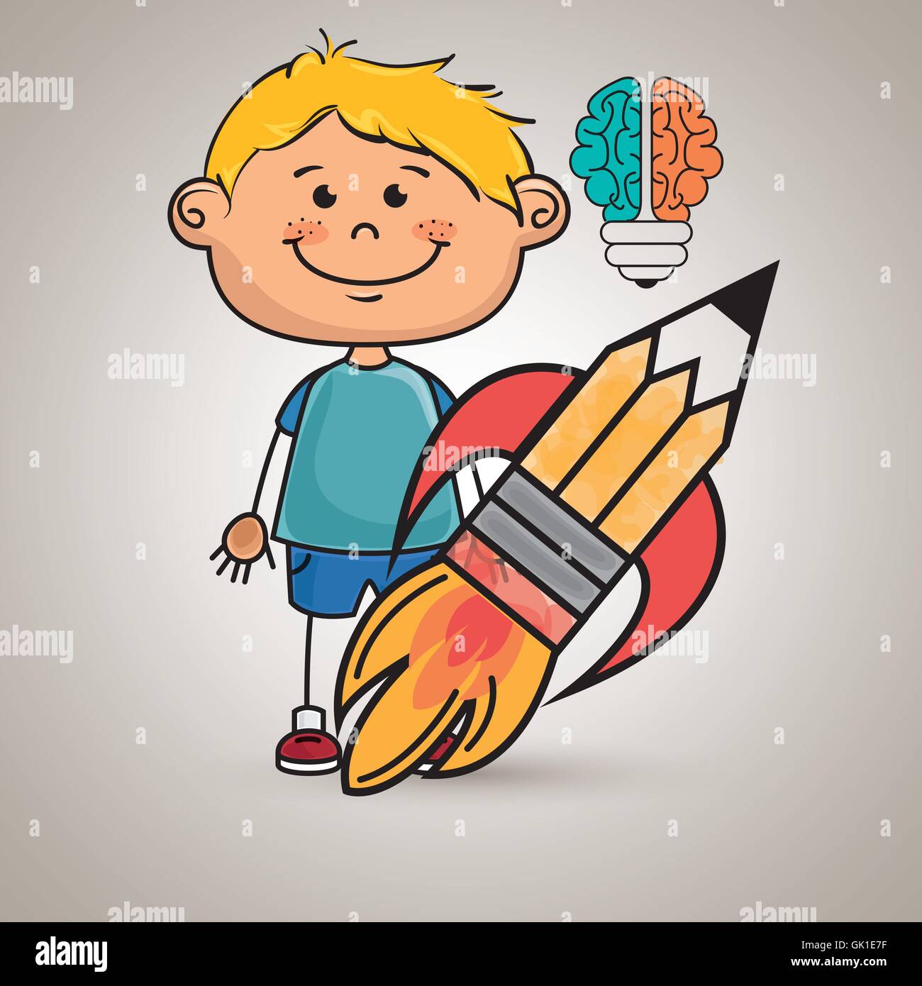 boy idea brain Stock Vector Image & Art - Alamy