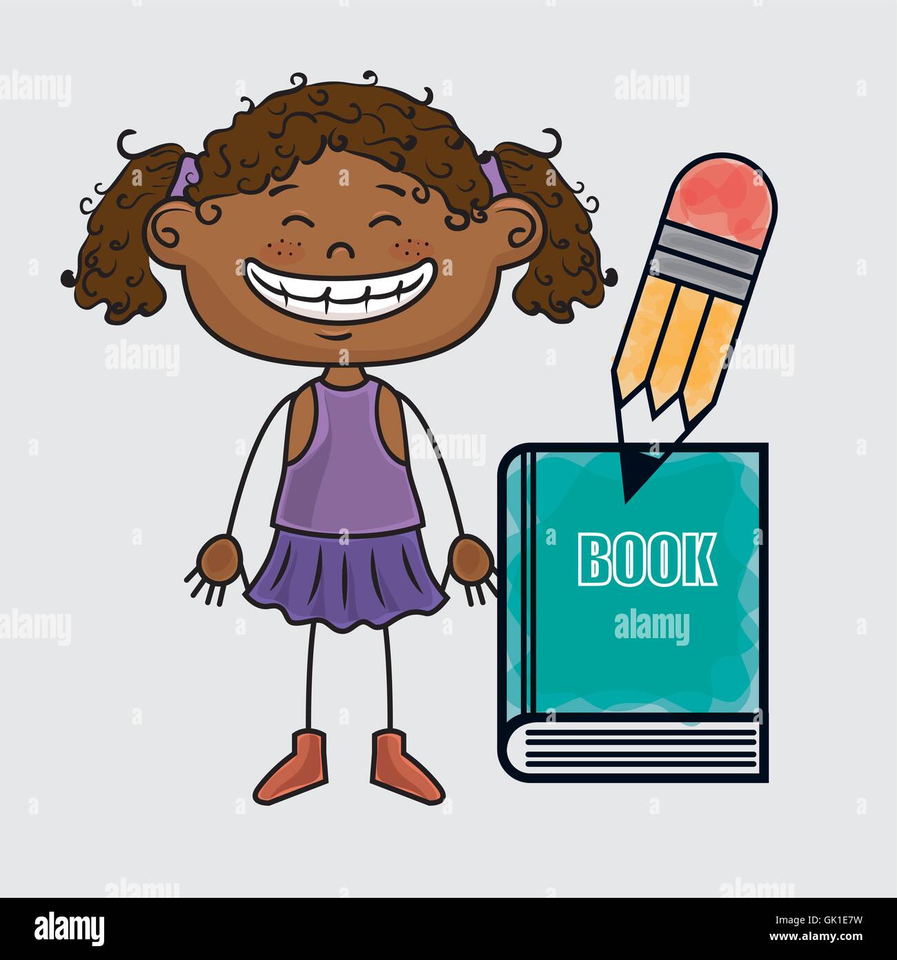 girl student book pencil Stock Vector Image & Art - Alamy
