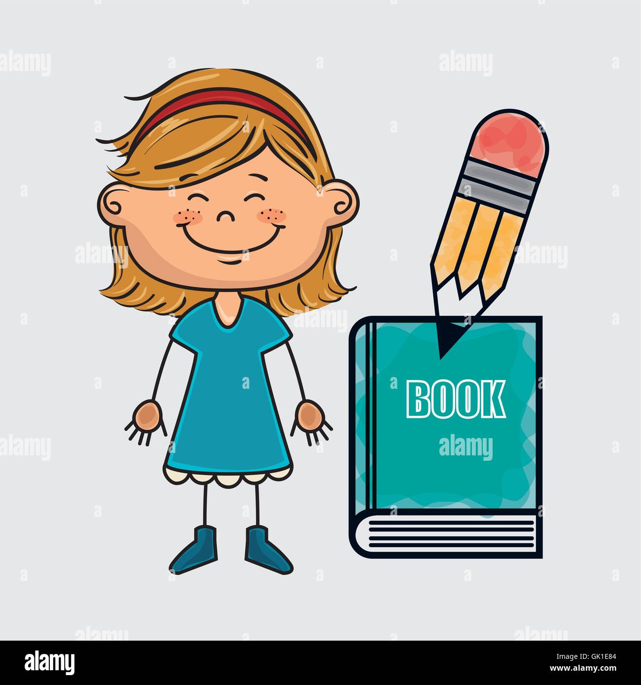 Girl draw drawing book pen pencil Stock Vector Images - Alamy