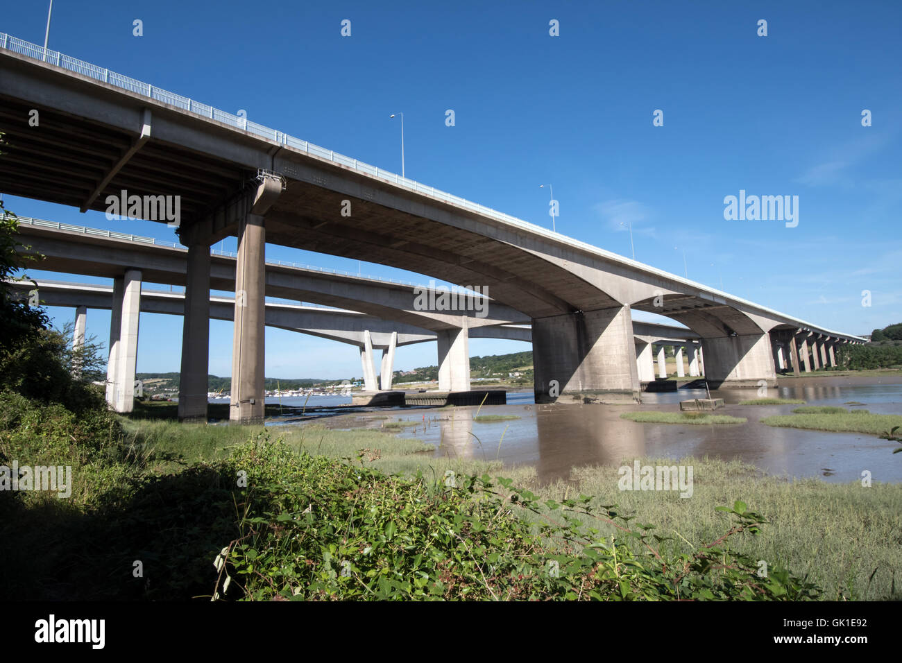The three bridges crossing the river Medway in Kent carrying the M2 ...