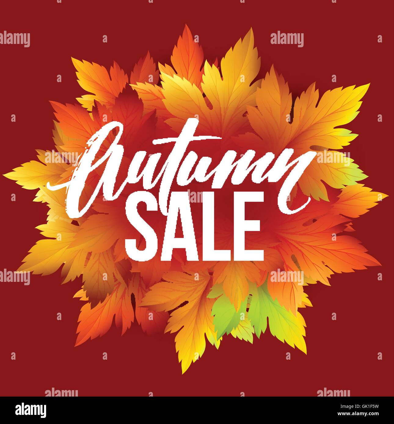 Autumn sale lettering design. Fall leaf. Label, banner template. Vector ...