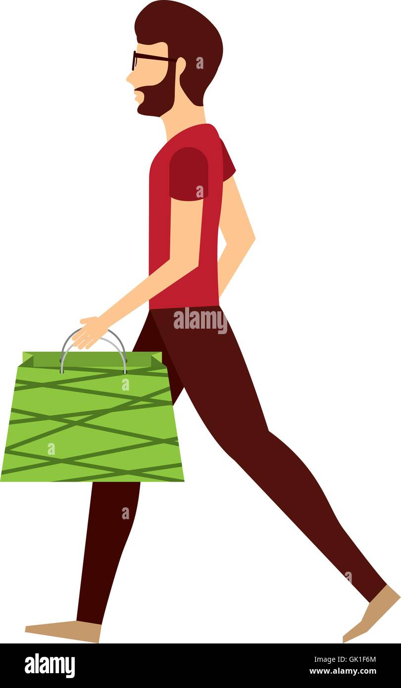 avatar person with shopping bags Stock Vector Image & Art - Alamy