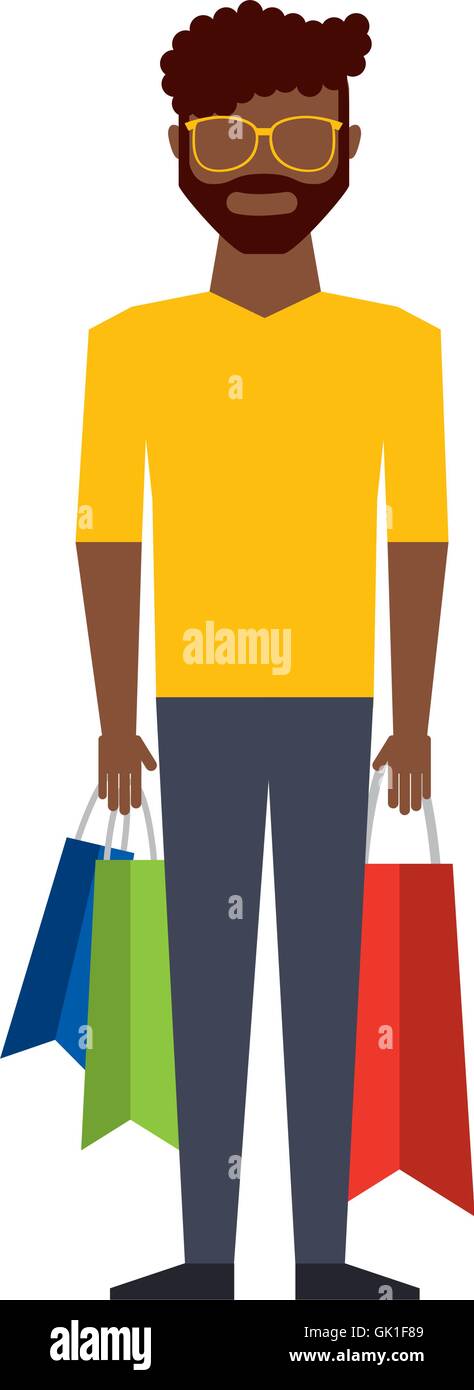 avatar person with shopping bags Stock Vector Image & Art - Alamy