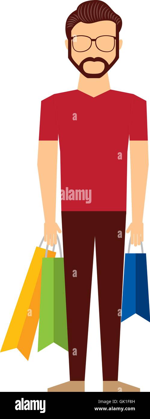 avatar person with shopping bags Stock Vector Image & Art - Alamy