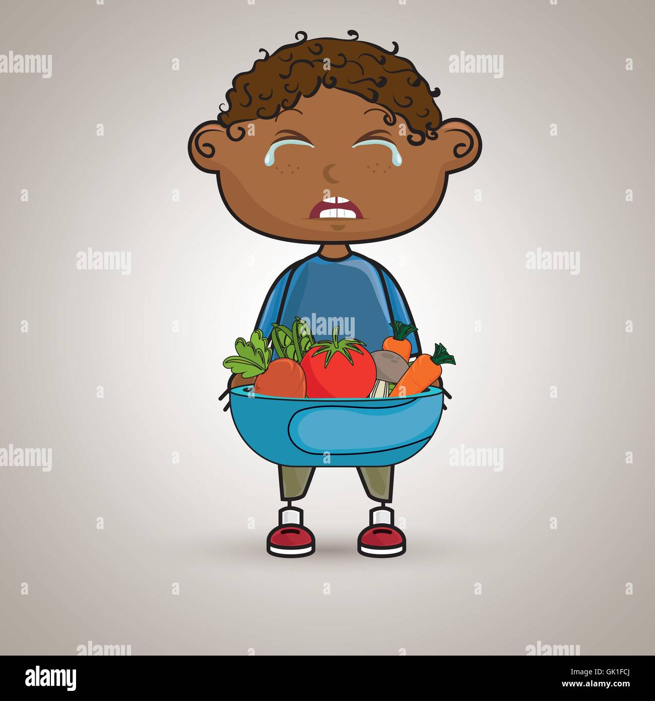 boy cry plate vegetables Stock Vector Image & Art - Alamy