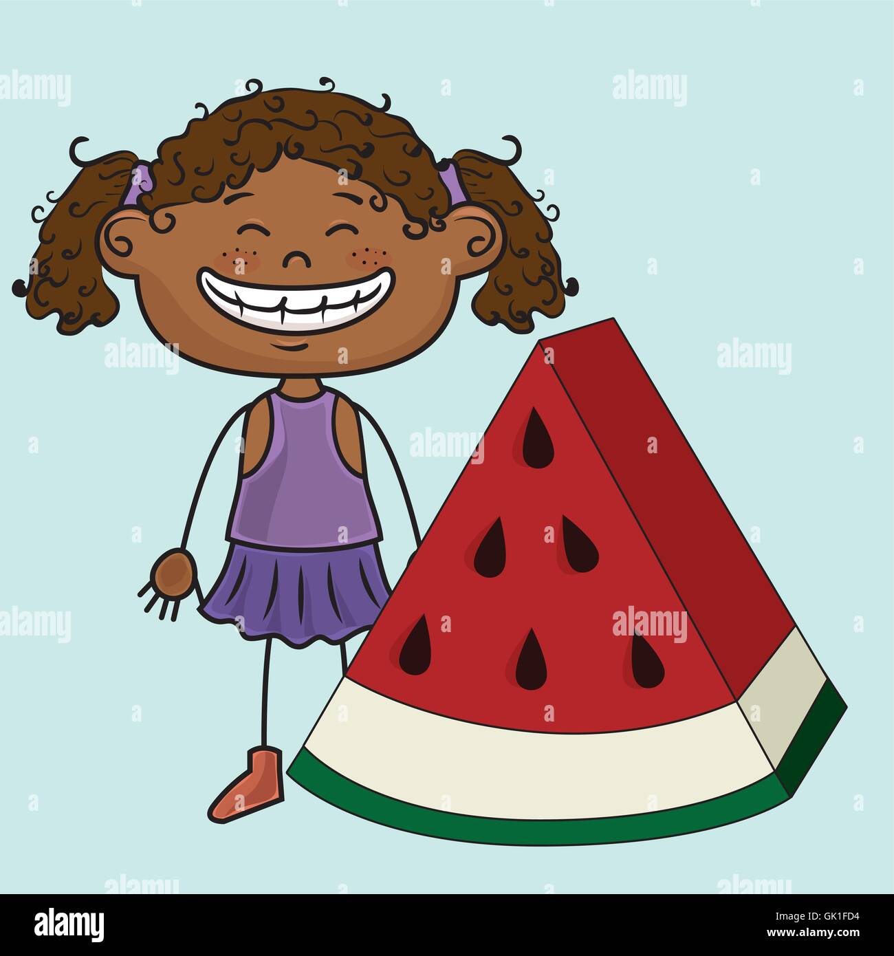kid girl watermelon fruit icon Stock Vector Image & Art - Alamy