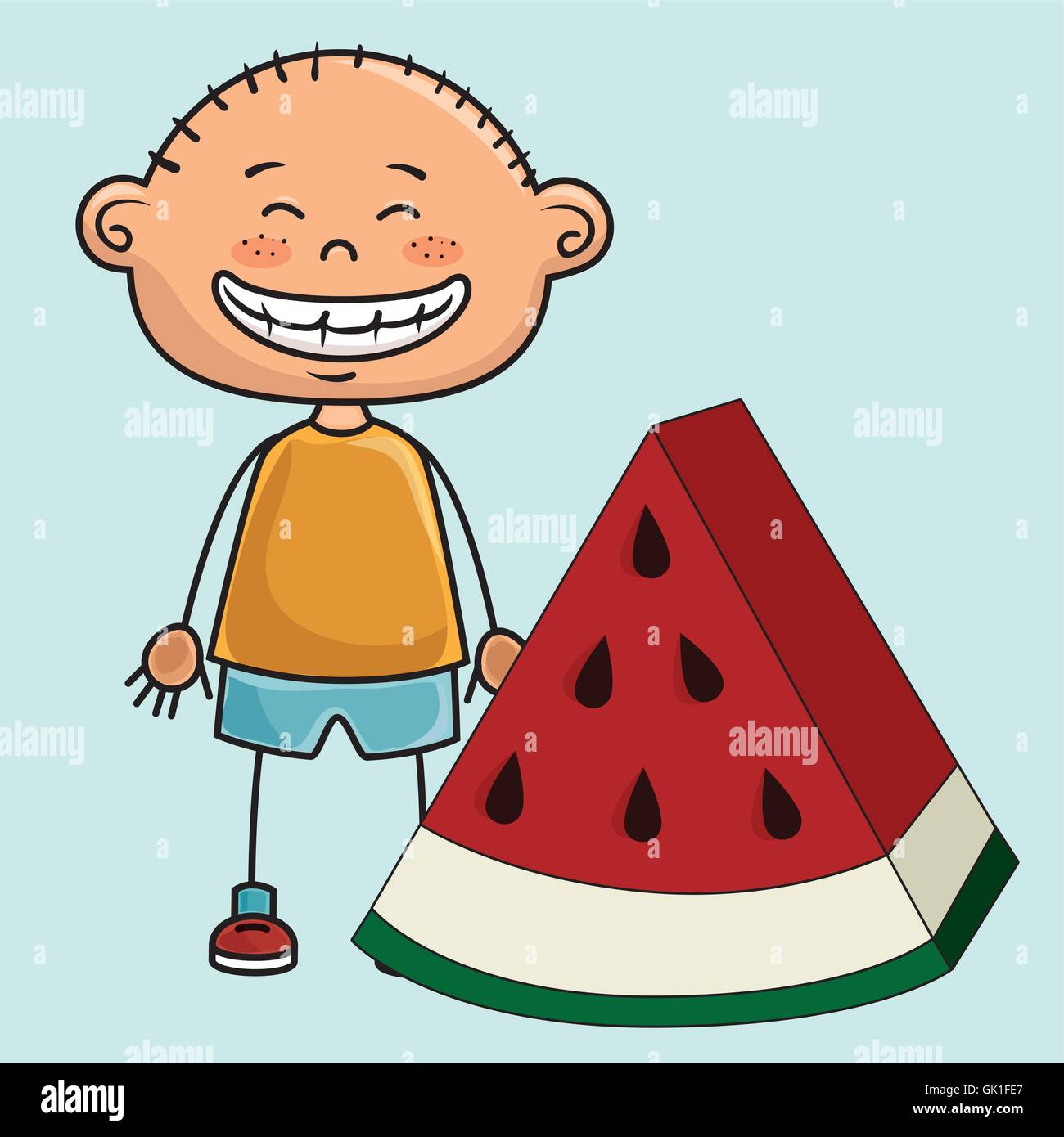 kid boy watermelon fruit icon Stock Vector Image & Art - Alamy
