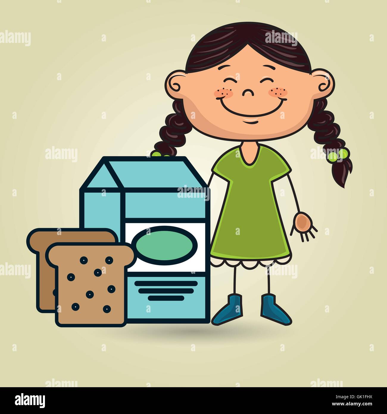 girl milk bread Stock Vector Image & Art - Alamy