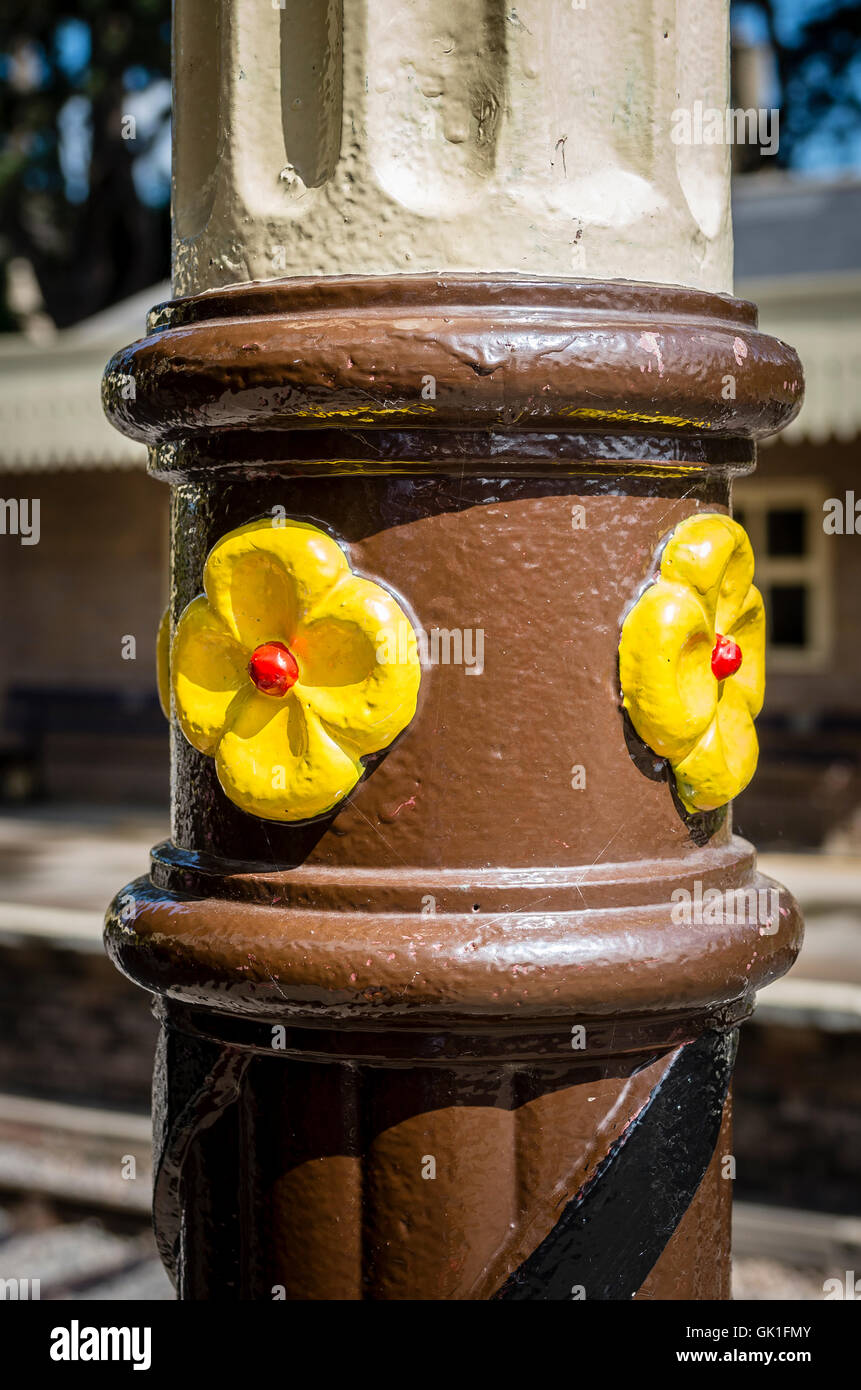 Decorative detail on a railway station column with a floral motif Stock ...