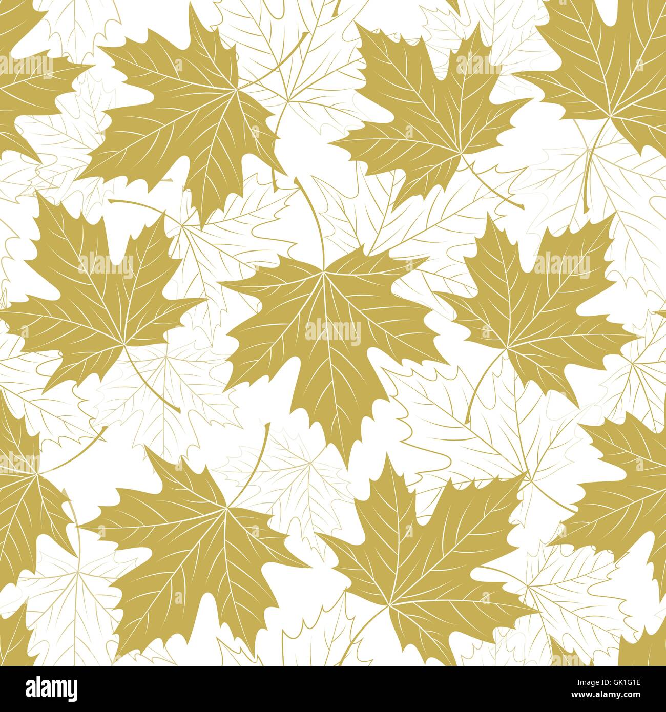Fall leaf seamless pattern. Autumn foliage. Repeating golden color ...