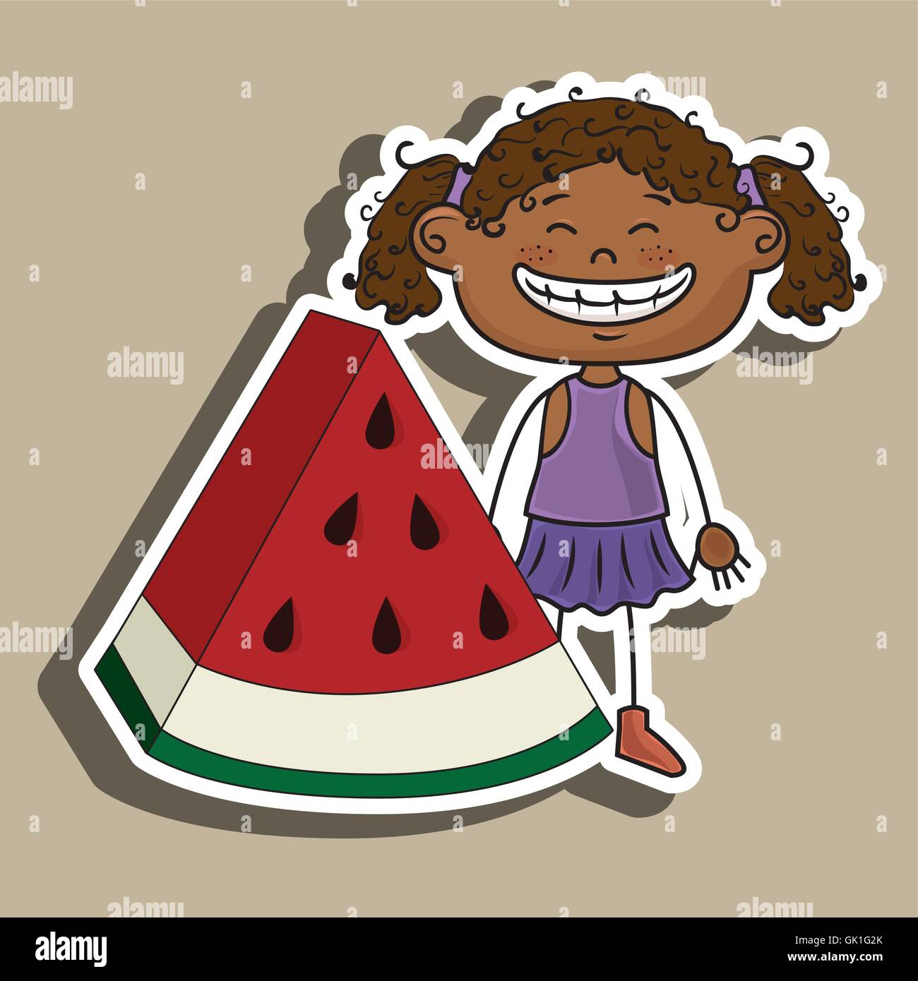 kid girl watermelon fruit icon Stock Vector Image & Art - Alamy