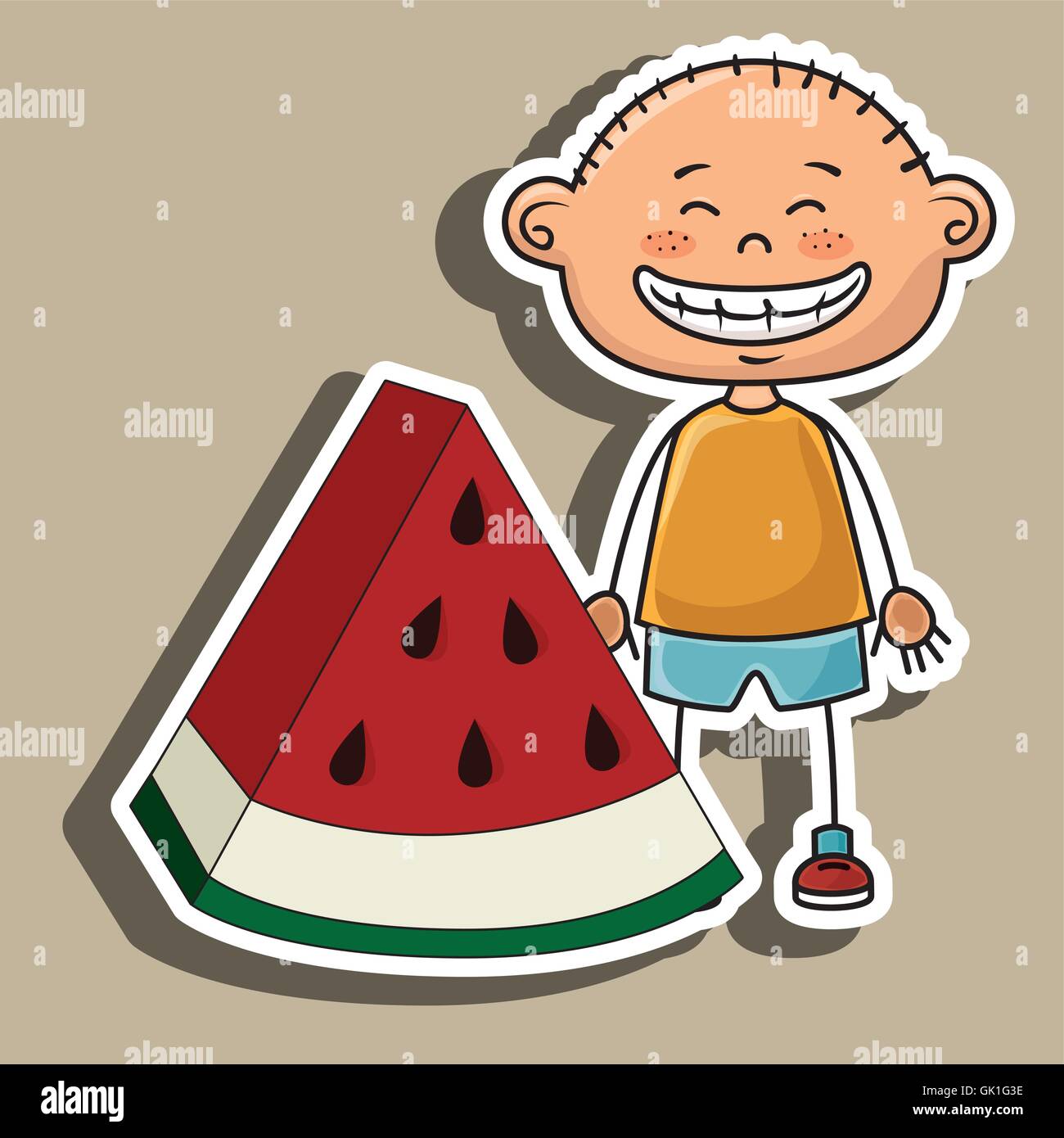 kid boy watermelon fruit icon Stock Vector Image & Art - Alamy