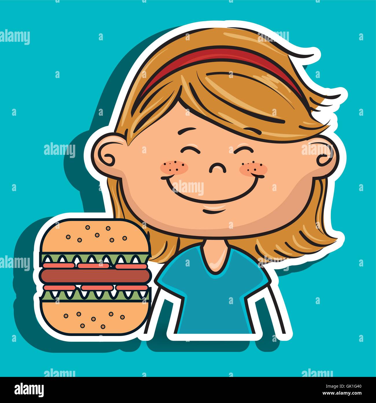 girl burger fast food Stock Vector Image & Art - Alamy