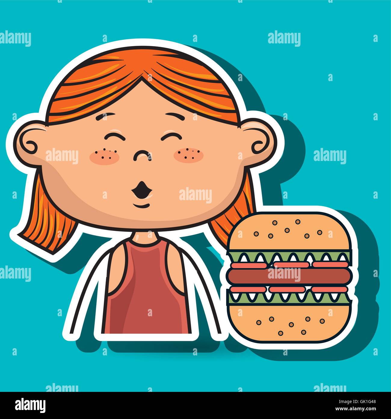 girl burger fast food Stock Vector Image & Art - Alamy