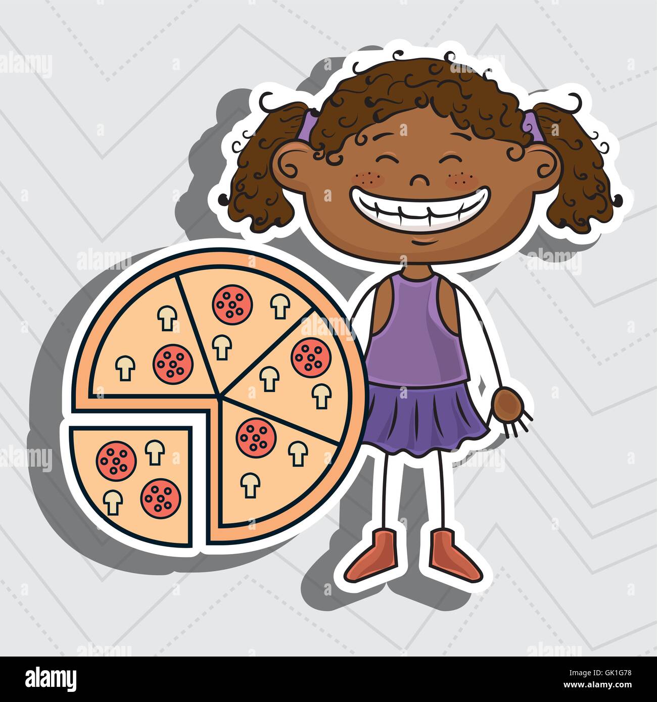 Girl Eating Pizza Clipart