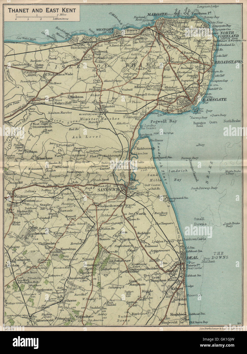 THANET & EAST KENT. Sandwich Deal Ramsgate Margate Broadstairs, 1939 ...