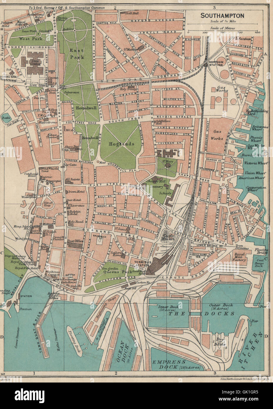 SOUTHAMPTON. Vintage town city map plan. Hampshire, 1939 Stock Photo ...