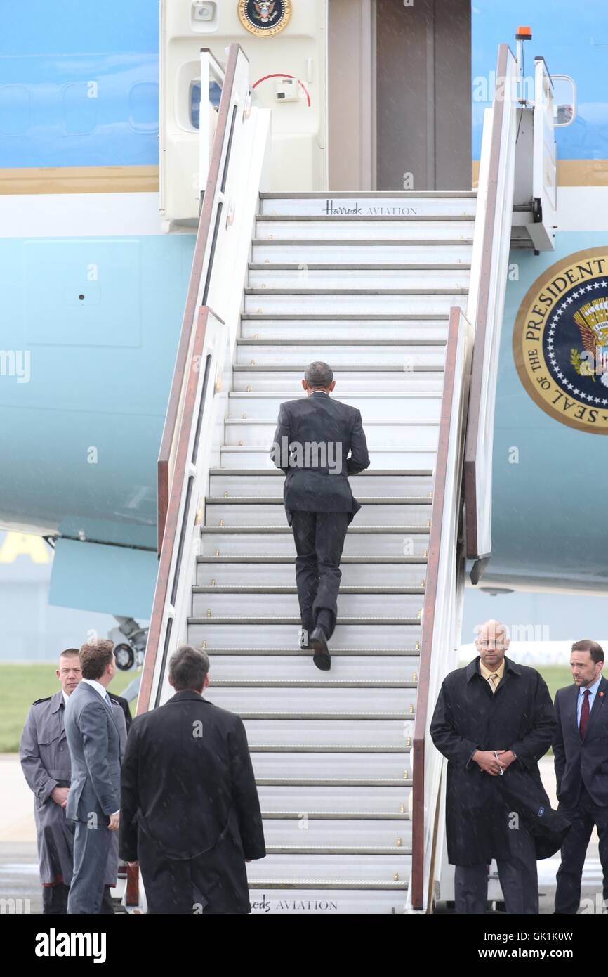 U.S President Barack Obama departs from the UK Featuring: U.S President ...
