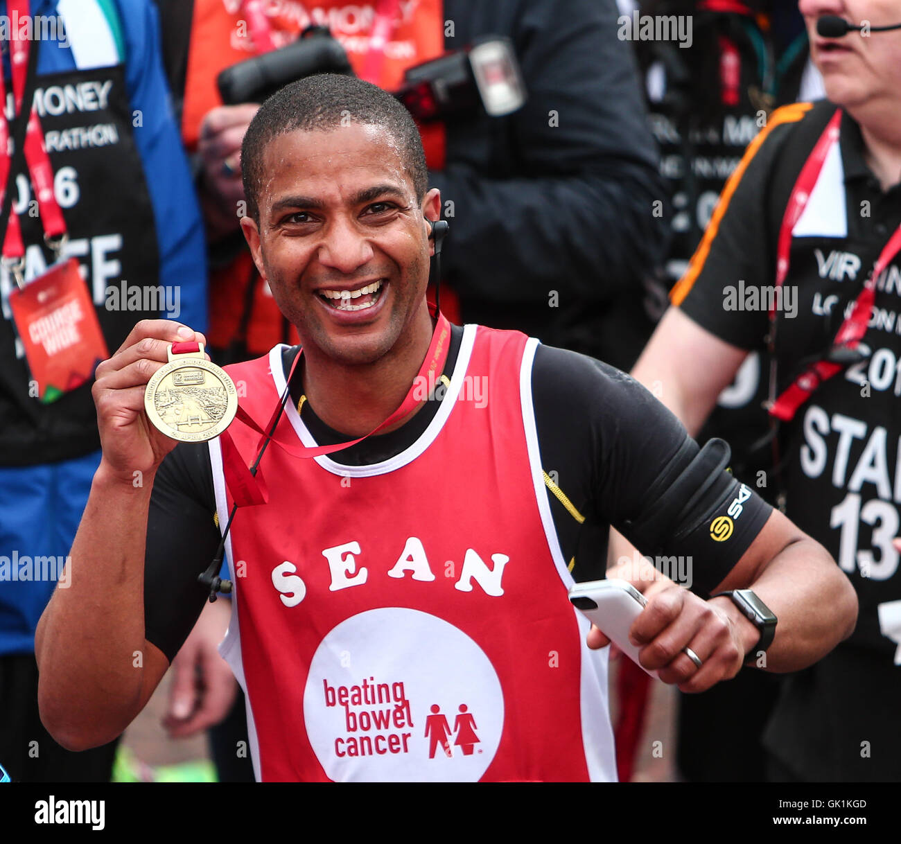 Celebrity runners in 2016 Virgin Money London Marathon Featuring: Sean Fletcher Where: London ...