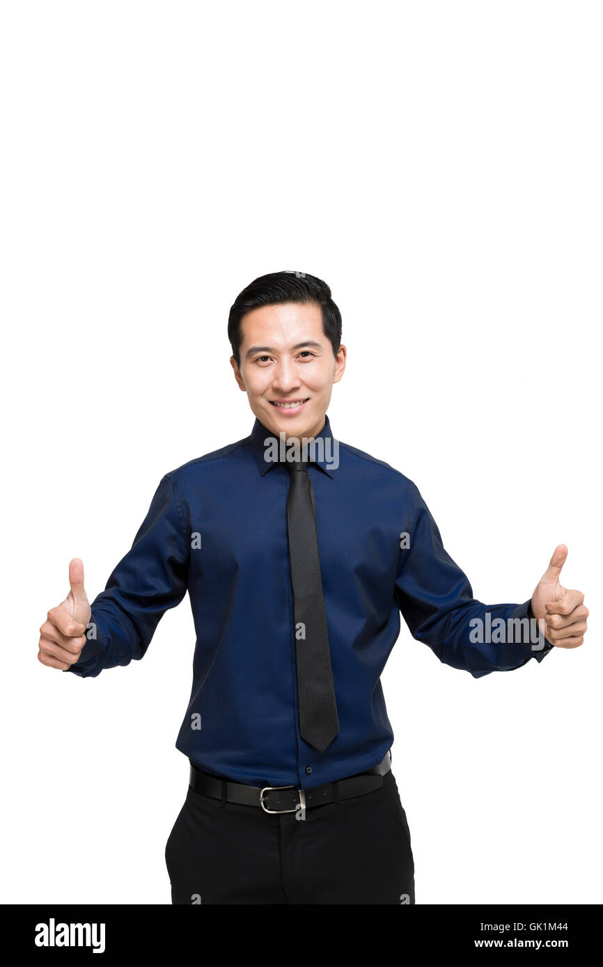 Studio shot suits business man thumbs up Stock Photo - Alamy